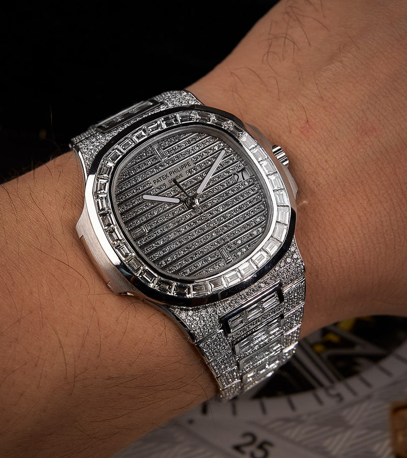 Custom Patek Philippe Nautilus 5719-1G - Fully Diamond-Set in White ...
